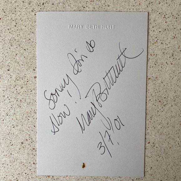 Autograph | Other | Mary Beth Hurt Signed Note Paper 20 Broadway Crimes ...